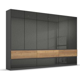 Dreht&uuml;renschrank Rauch, B:271cm H:210cm T:56cm, grau, Holzwerkstoff, Schr&auml;nke, "Winnipeg", grifflose Front, Schubk&auml;sten m. Griffmulde, auch mit