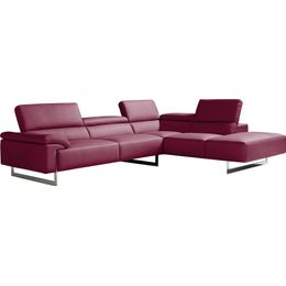 Ecksofa Egoitaliano, B:300cm H:94cm T:107cm, lila, Leder NUVOLE (Echtes Rindsleder). Halbnatürliches, halbnarbiges Rindsleder mit einer natürlichen