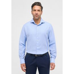 Eterna Herren Langarmhemd "MODERN FIT", blau, Gr. 40, Twill, 59% cotton, 41% Leinen, Hemden, EASY IRON (bügelleicht)