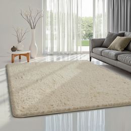 Teppich the carpet, B:160cm H:35mm L:220cm, beige, Polyester, Teppiche, "Soft Shaggy", Flauschiger Hochflor Teppich, Wohnzimmer, Anti-Rutsch