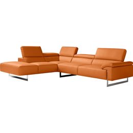 Ecksofa Egoitaliano, B:300cm H:94cm T:107cm, orange, Leder »BULL« (echtes Rindsleder). Geschliffenes, pigmentiertes und behandeltes Rindsleder mit
