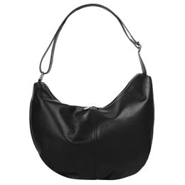Samantha Look Damen Shopper, schwarz, Leder, leicht glänzend, unifarben, Taschen, echt Leder, Made in Italy