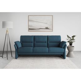 3-Sitzer DOMO collection, B:219cm H:95cm T:88cm, blau, 95% Polyester, 5% Polyamid, Sofas, "Pina, schmale Armlehnen, mit Federkern, kompakt &
