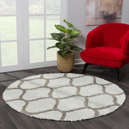 Hochflor-Teppich Sanat, H:30mm &Oslash;:150cm, beige, Kunstfaser, Teppiche, "Madrid", Wohnzimmer, Langflor, Shaggy Teppich