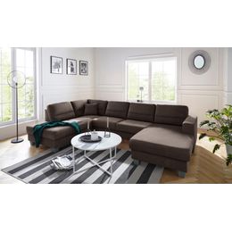 Wohnlandschaft Trendmanufaktur, B:310cm H:85cm T:203cm, braun, Sofas, "Chamber, zeitlos und modern, bequem, hoher Sitzkomfort, U-Form", wahlweise mit