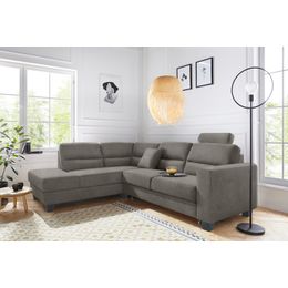 Ecksofa Trendmanufaktur, B:245cm H:85cm T:203cm, braun, Wohnzimmer, Sofas, "Chamber, zeitlos & elegant, bequem, L-Form", inklusive einer Kopfstütze,
