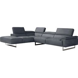 Ecksofa Egoitaliano, B:300cm H:94cm T:107cm, grau, Wohnzimmer, Sofas, "Malika, elegant und bequem, Designsofa, L-Form", mit Ottomane, inkl.