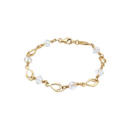 Elli Damen Armband "Feder Glas Kristalle Weiß 925 Sterling Silber vergoldet", 18cm,mit Steinen, Silber 925 (Sterlingsilber), gold, Silber 925