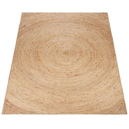 Teppich Paco Home, B:120cm H:13mm L:170cm, beige, Jute, Wohnzimmer, Teppiche, "Skive 687", handgeflochten, Kreis Muster, Naturfaser, auch als L&auml;ufer