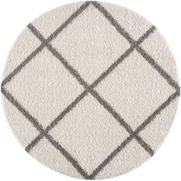 Hochflor-Teppich Sanat, H:30mm &Oslash;:150cm, beige, Kunstfaser, Teppiche, "Madrid", Wohnzimmer, Langflor, Shaggy Teppich