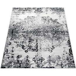 Teppich Paco Home, B:80cm H:12mm L:150cm, grau, Polypropylen (PP), Wohnzimmer, Teppiche, "Tara 210", Kurzflor, Vintage Design, Wohnzimmer