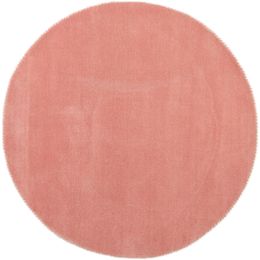 Wollteppich CarpetFine, H:14mm Ø:100cm, rosa, Wolle, Teppiche, "Gabbeh Lola Uni", mit natürlichem Pflanzenmaterial von Hand gewebt, auch als Läufer