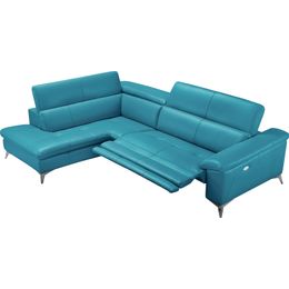 Ecksofa Egoitaliano, B:272cm H:96cm T:203cm, blau, Leder »BULL« (echtes Rindsleder). Geschliffenes, pigmentiertes und behandeltes Rindsleder mit