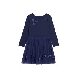 DANAMADE M&auml;dchen T&uuml;llkleid "DANAMADE Dress DLINA", blau, Gr. 146, Oberteil: 95% Baumwolle 5% Elasthan / Rock: 100% Polyester / Futter: 100%