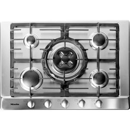 Miele Gas-Kochfeld, B:75cm H:9cm T:52cm, silber, Kochfelder, Mit 5 Brennern inkl. 1 Dual-Wok für besonders flexiblen Kochkomfort
