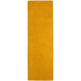 Wollteppich CarpetFine, B:60cm H:14mm L:180cm, gelb, Wolle, Teppiche, "Gabbeh Lola Uni", mit nat&uuml;rlichem Pflanzenmaterial von Hand gewebt, auch in