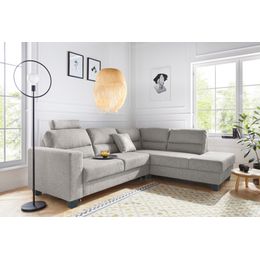 Ecksofa Trendmanufaktur, B:245cm H:85cm T:203cm, grau, Wohnzimmer, Sofas, "Chamber, zeitlos & elegant, bequem, L-Form", inklusive einer Kopfstütze,