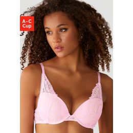 Lascana Damen Push-up-BH, Gr. 70, rosa, Microtouch, Obermaterial: 60% Polyamid, 35% Polyester, 5% Elasthan, BHs, im modischen High-Apex Schnitt,