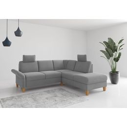 Ecksofa Home Affaire, B:240cm H:90cm T:216cm, grau, 100% Polyester, Wohnzimmer, Sofas, "Rochelle, L-Form", wahlweise mit Armteilverstellung,