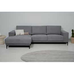 Ecksofa OTTO HOME, B:280cm H:85cm T:152cm, grau, 90% PES, 10% NY, Wohnzimmer, Sofas, "Xander, L-Form", Breite 280 cm, Soft-Touch Chenille, schwarze