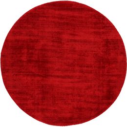 Teppich CarpetFine, H:13mm &Oslash;:160cm, rot, Viskose, Wohnzimmer, Teppiche, "Ava Viskoseteppich", Seidenoptik, leichter Glanz, Wohnzimmer