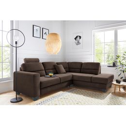 Ecksofa Trendmanufaktur, B:245cm H:85cm T:203cm, braun, Wohnzimmer, Sofas, "Chamber, zeitlos & elegant, bequem, L-Form", inklusive einer Kopfstütze,