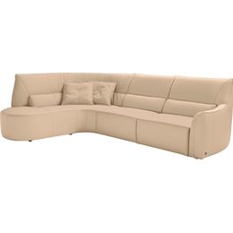 Ecksofa Egoitaliano, B:330cm H:88cm T:205cm, beige, Leder »BULL« (echtes Rindsleder). Geschliffenes, pigmentiertes und behandeltes Rindsleder mit