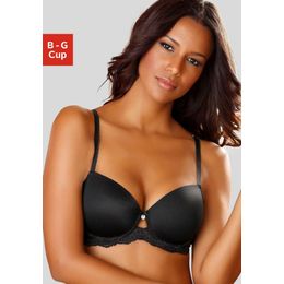 Lascana Damen Schalen-BH, Gr. 75, schwarz, Spitze, Obermaterial: 86% Polyamid (TACTEL), 14% Elasthan (LYCRA), BHs, mit nahtlosen Cups und hübschem