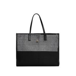 Tommy Hilfiger Kinder Tragetasche "TH CITY SUMMER TOTE WOVEN", schwarz, Lederimitat, Textil, unifarben, Taschen, Damen Umhängetasche, Schultertasche