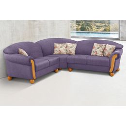 Ecksofa Home Affaire, B:233cm H:83cm T:233cm, lila, Wohnzimmer, Sofas, "Milano, bequem mit Federkern, B/T/H 233/233/83cm, Landhausstil, L-Form",