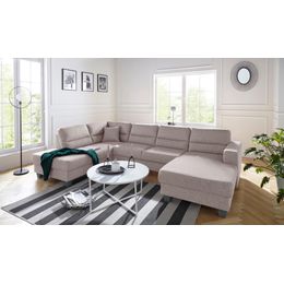 Wohnlandschaft Trendmanufaktur, B:310cm H:85cm T:203cm, beige, Sofas, "Chamber, zeitlos und modern, bequem, hoher Sitzkomfort, U-Form", wahlweise mit