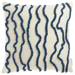 Dekokissen Tom Tailor HOME, B:45cm L:45cm, blau, Mischgewebe, Dekokissen_Sitzkissen_Kissenh&uuml;llen, "Wavy", bestickt, mit hohem Baumwollanteil
