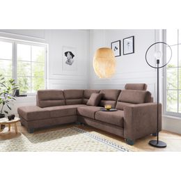 Ecksofa Trendmanufaktur, B:245cm H:85cm T:203cm, braun, Wohnzimmer, Sofas, "Chamber, zeitlos & elegant, bequem, L-Form", inklusive einer Kopfstütze,