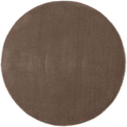 Wollteppich CarpetFine, H:14mm &Oslash;:100cm, grau, Wolle, Teppiche, "Gabbeh Lola Uni", mit nat&uuml;rlichem Pflanzenmaterial von Hand gewebt, auch als L&auml;ufer