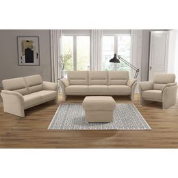 2-Sitzer DOMO collection, B:159cm H:95cm T:88cm, beige, 100% Polyester, Sofas, "Pina, schmale Armlehnen, mit Federkern, kompakt & elegant", Hoher