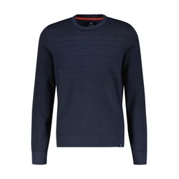 Lerros Herren Strickpullover "Lerros Strickpullover, tonal gestreift", blau, Gr. S, 100% Baumwolle, Pullover