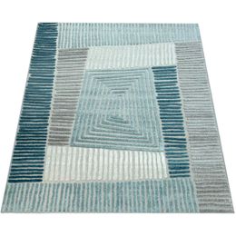 Teppich Paco Home, B:60cm H:12mm L:100cm, blau, Polypropylen (PP), Wohnzimmer, Teppiche, "Stilo 850", In- und Outdoor geeignet, Wohnzimmer