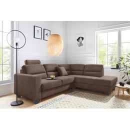 Ecksofa Trendmanufaktur, B:245cm H:85cm T:203cm, braun, Wohnzimmer, Sofas, "Chamber, zeitlos & elegant, bequem, L-Form", inklusive einer Kopfstütze,