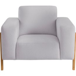 Sessel, B:105cm H:84cm T:96cm, grau, exxpo - SOFA FASHION, Wohnzimmer, Sessel, "Starr, Loungesessel, Scandic Design mit Sichtholz am Armteil", im