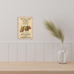 Alu-Dibond-Druck queence, B:20cm H:30cm T:0,2cm, beige, Alu Dibond, Bilder, "Bier", Bier, Spr&uuml;che, Werkstatt, Schild