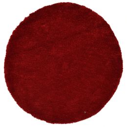 Hochflor-Teppich Tom Tailor HOME, H:25mm &Oslash;:140cm, rot, Polyester, Teppiche, "Shaggy Teppich Cozy", Uni Farben, auch in Pastell Farben, weich &