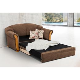 2-Sitzer Home Affaire, B:174cm H:87cm T:88cm, braun, Chenille (70% Polyacryl, 30% Polyester) auf Korpus und Zierkissen, Sitz und R&uuml;cken im
