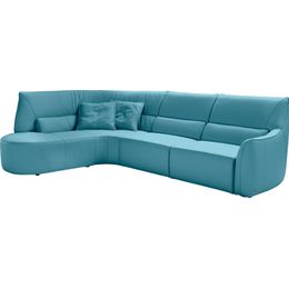 Ecksofa Egoitaliano, B:330cm H:88cm T:205cm, blau, Leder »BULL« (echtes Rindsleder). Geschliffenes, pigmentiertes und behandeltes Rindsleder mit