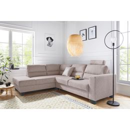 Ecksofa Trendmanufaktur, B:245cm H:85cm T:203cm, beige, Wohnzimmer, Sofas, "Chamber, zeitlos & elegant, bequem, L-Form", inklusive einer Kopfstütze,