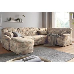 Wohnlandschaft DOMO collection, B:308cm H:91cm T:200cm, braun, Luxus-Microfaser (100% Polyester), mit Muster;Struktur (100% Polyester), Sofas, "Bahia