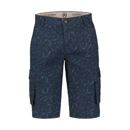 Lerros Herren Bermudas "Lerros Cargo-Bermuda mit aufgesetzten Taschen und Druck", blau, Gr. 5XL, 98% Polyester, 2% Elasthan, Hosen