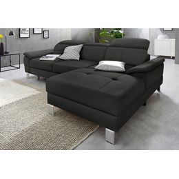 Ecksofa, B:270cm H:94cm T:175cm, schwarz, exxpo - SOFA FASHION, Kunstleder SOFTLUX;NaturLEDER (echtes Rindsleder) in Sitz und Rücken. Korpus in