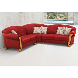 Ecksofa Home Affaire, B:233cm H:83cm T:233cm, rot, Wohnzimmer, Sofas, "Milano, bequem mit Federkern, B/T/H 233/233/83cm, Landhausstil, L-Form",