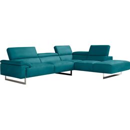 Ecksofa Egoitaliano, B:300cm H:94cm T:107cm, blau, Wohnzimmer, Sofas, "Malika, elegant und bequem, Designsofa, L-Form", mit Ottomane, inkl.