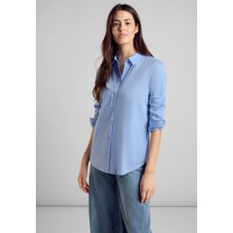Street One Damen Longbluse, blau, Gr. 34, unifarben, Web, 74% Baumwolle, 24% Polyamid, 2% Elasthan, Blusen, in Unifarbe